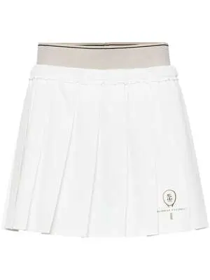 Brunello Cucinelli Logo-embroidered Pleated Mini Skirt
