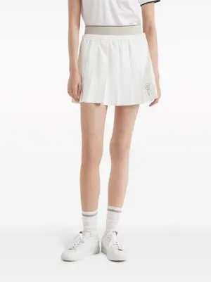 Brunello Cucinelli Logo-embroidered Pleated Mini Skirt