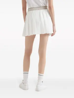 Brunello Cucinelli Logo-embroidered Pleated Mini Skirt