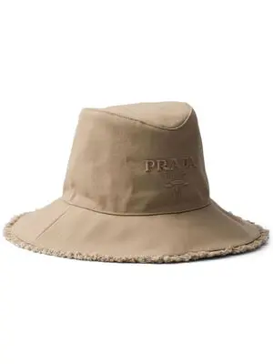Prada Logo-embroidered Bucket Hat - Neutrals