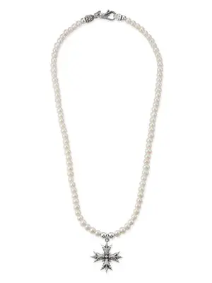 Emanuele Bicocchi Crest Pearl Necklace - Silver