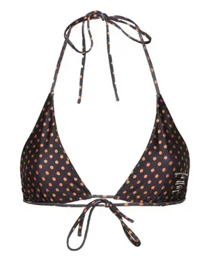 Faithfull The Brand Lattea Polka-dot Bikini Top - Grey