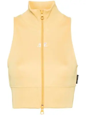 COURREGES Zip-up Cropped Vest - Yellow