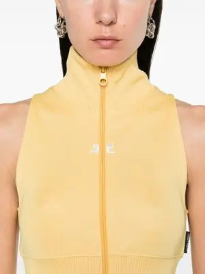 COURREGES Zip-up Cropped Vest - Yellow