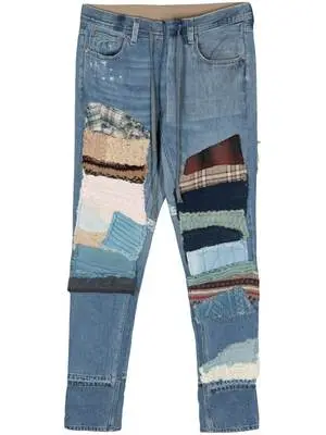GREG LAUREN Mid-rise Tapered Jeans - Blue