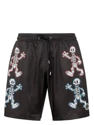 Philipp Plein Skeleton-print Swim Shorts - Black