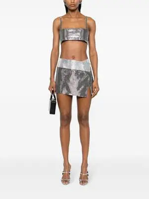 NUE Rhinestone-embellished Crop Top - Grey