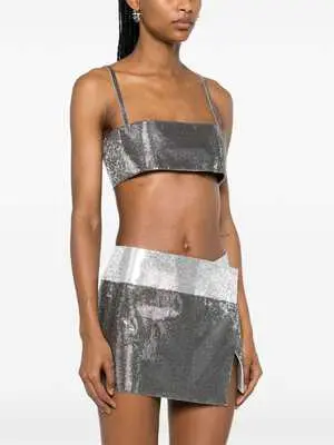 NUE Rhinestone-embellished Crop Top - Grey