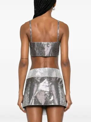 NUE Rhinestone-embellished Crop Top - Grey