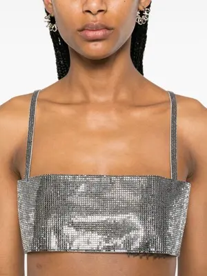 NUE Rhinestone-embellished Crop Top - Grey