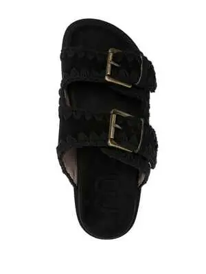 Mou Bio Suede Sandals - Black