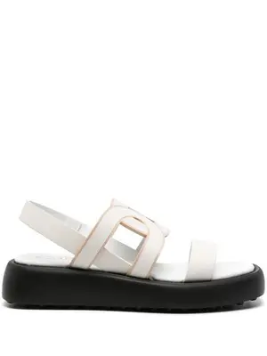 TOD'S Cut-out Leather Sandals - White