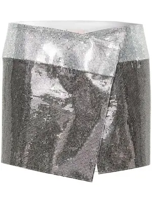NUE Rhinestone Embellished Mini Skirt - Silver