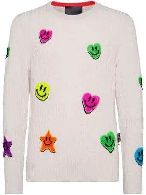 Philipp Plein Appliqué Cable-knit Jumper