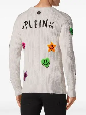 Philipp Plein Appliqué Cable-knit Jumper