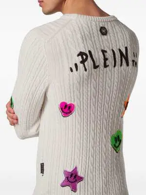 Philipp Plein Appliqué Cable-knit Jumper