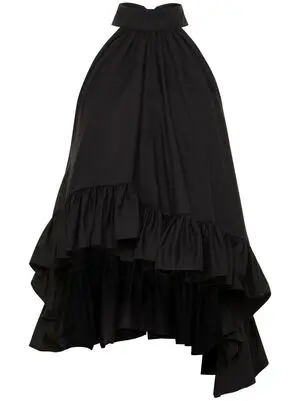Azeeza Plath Ruffled Poplin Top - Black