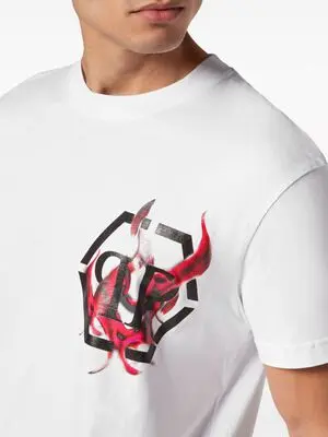 Philipp Plein Logo Flame-print Cotton T-shirt