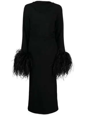 Rachel Gilbert Reina Feather-detail Midi Dress