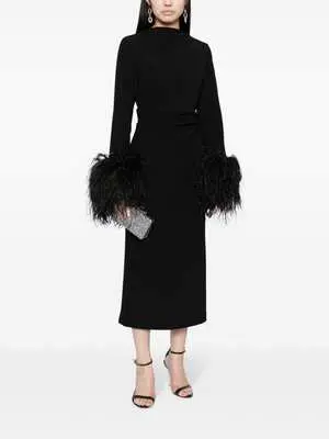 Rachel Gilbert Reina Feather-detail Midi Dress