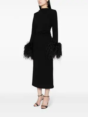 Rachel Gilbert Reina Feather-detail Midi Dress