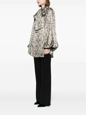 Balmain Snakeskin-print Silk Blouse