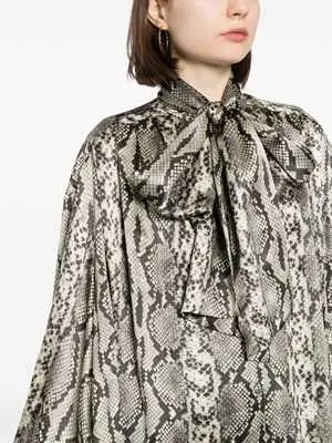 Balmain Snakeskin-print Silk Blouse
