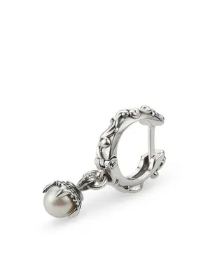 Emanuele Bicocchi Pearl-pendant Hoop Earring - Silver