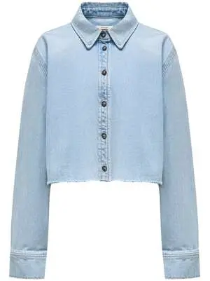 12 STOREEZ Cropped Organic-cotton Denim Shirt - Blue