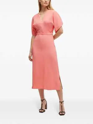 BOSS Stitched V-neck Midi Dress