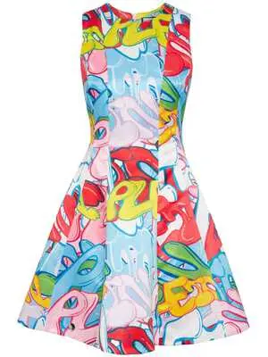 Philipp Plein Graffiti-print Mini Dress - Blue