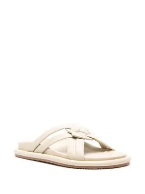 Moncler Bell Interwoven Straps Slides - Neutrals