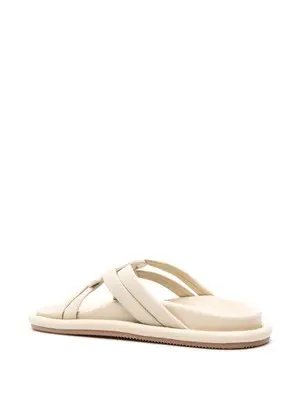Moncler Bell Interwoven Straps Slides - Neutrals