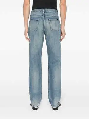 Saint Laurent Stonewashed Distressed Straight Jeans