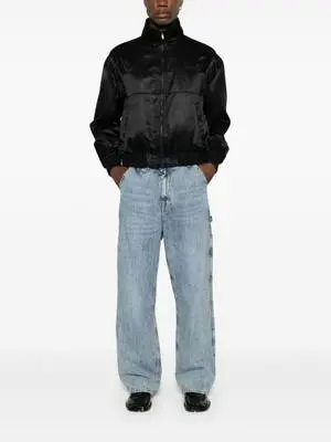 Saint Laurent Logo-embroidered Satin Bomber Jacket - Black