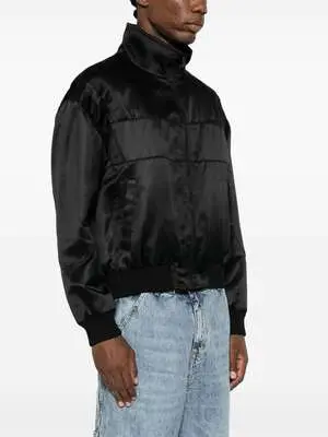 Saint Laurent Logo-embroidered Satin Bomber Jacket - Black