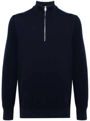 BOSS Zip-up Cotton Jumper - Blue