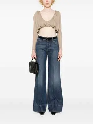 Saint Laurent Pleated Cropped Blouse