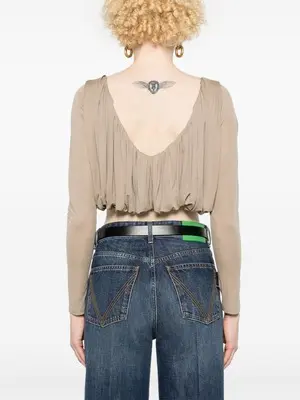 Saint Laurent Pleated Cropped Blouse