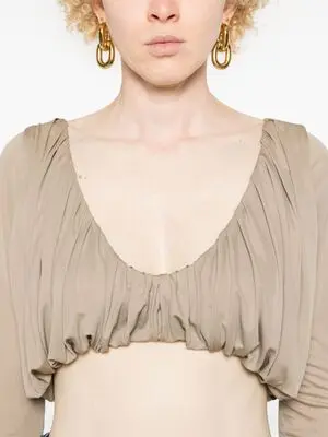Saint Laurent Pleated Cropped Blouse