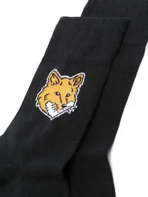Maison Kitsuné Fox-head Ankle Socks - Black