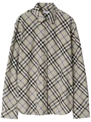 Burberry Checked Cotton Shirt - Neutrals