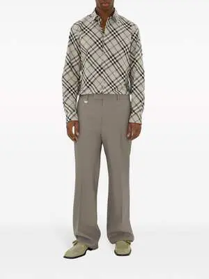 Burberry Checked Cotton Shirt - Neutrals