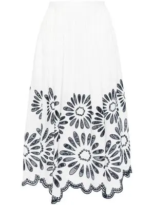 Ulla Johnson Annisa Broderie-anglaise Midi Skirt - White