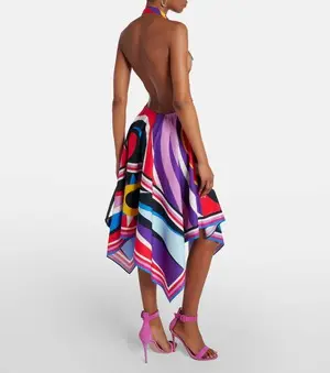 Emilio Pucci Cigni Halterneck Cotton Midi Dress