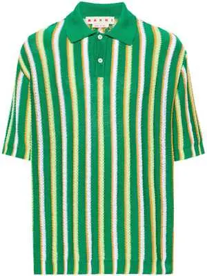 Marni Striped Crochet Polo Shirt