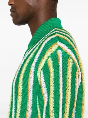 Marni Striped Crochet Polo Shirt