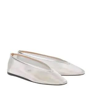Le Monde Beryl Luna Leather-trimmed Ballet Flats - Silver