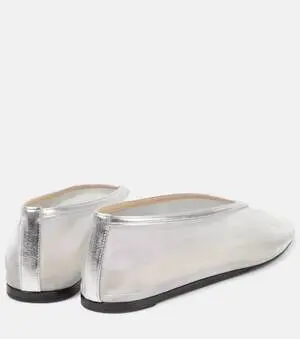 Le Monde Beryl Luna Leather-trimmed Ballet Flats - Silver