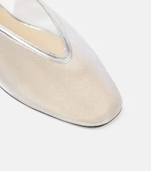 Le Monde Beryl Luna Leather-trimmed Ballet Flats - Silver